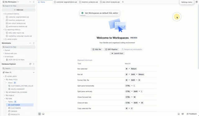 Supercharge SQL Development: Workspaces Is Now Generally Available
