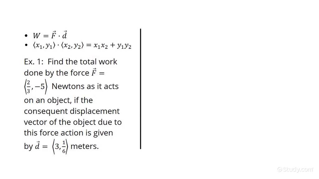 How To Find The Amount Of Work Done Given A Force Vector And A Distance Trigonometry