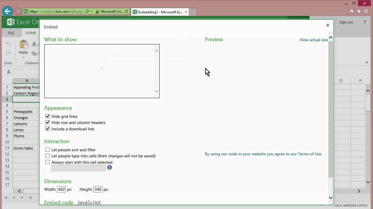 Introduction to Spreadsheets - Embedding a Workshseet on a Web Page