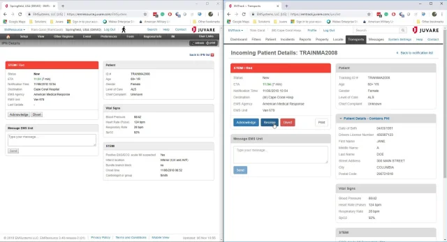 Michigan EMTrack-EMResource Incoming Patient Notification for Hospital ...