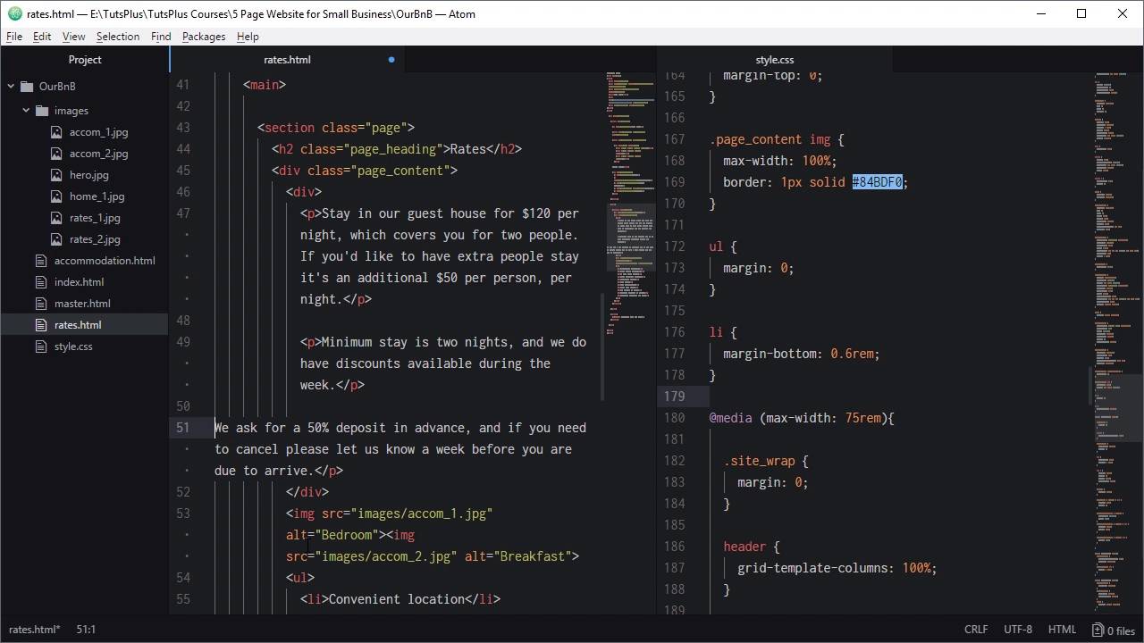 Build a Classic Five-Page Website - Code the “Rates” Page
