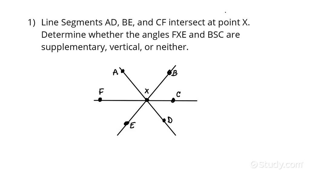 How to Identify Supplementary and Vertical Angles | Geometry | Study.com