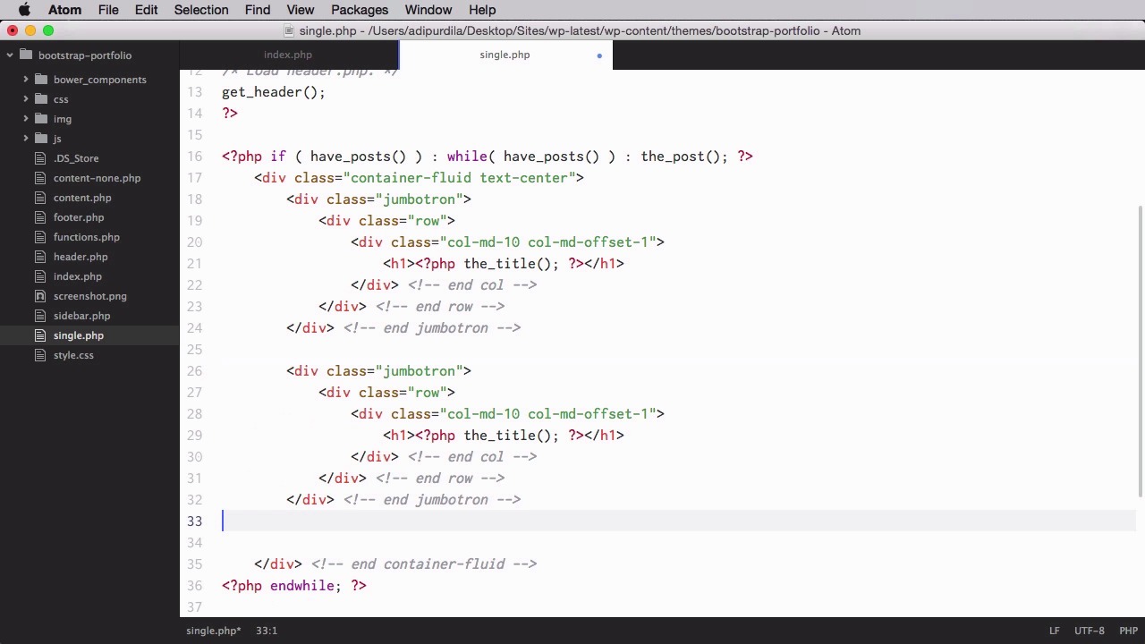 Building WordPress Themes With Bootstrap - Creating the Post Page