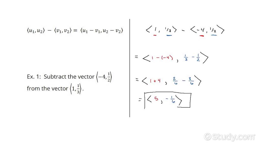 How to Subtract Vectors Given Two Vectors in Component Form | Geometry ...