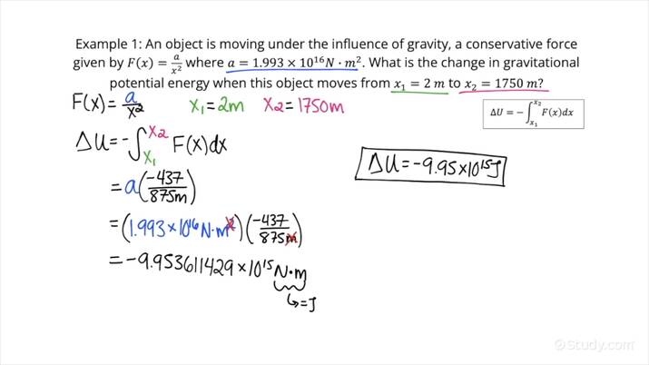 Determining a Numeric Change in Potential Energy in a System Due to ...