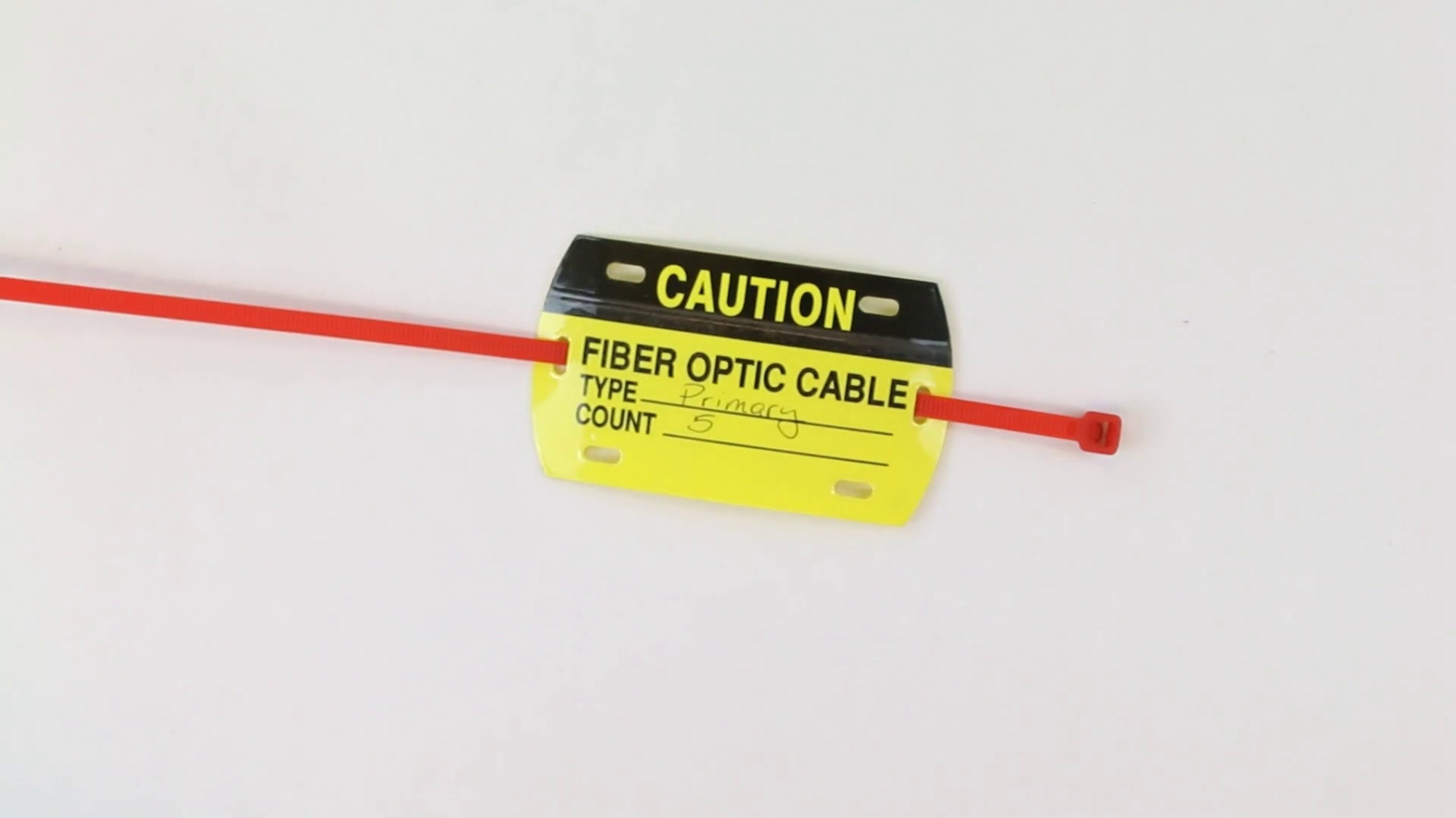 Caution Fiber Optic Cable Plastic Tags, SKU: TG-1295