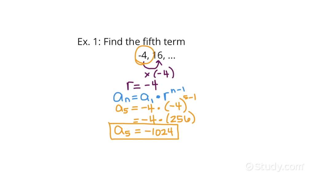 Finding a Specified Term of a Geometric Sequence Given the First Terms ...
