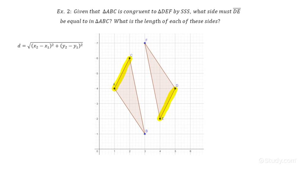 Using the SSS Theorem in the Coordinate Plane | Geometry | Study.com