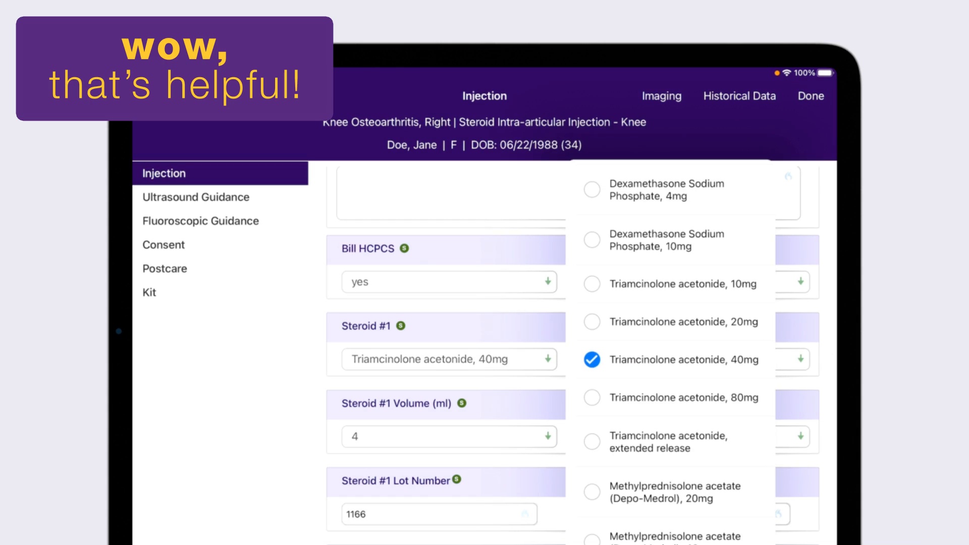 Customizable Injection Orders | ModMed Pain Management
