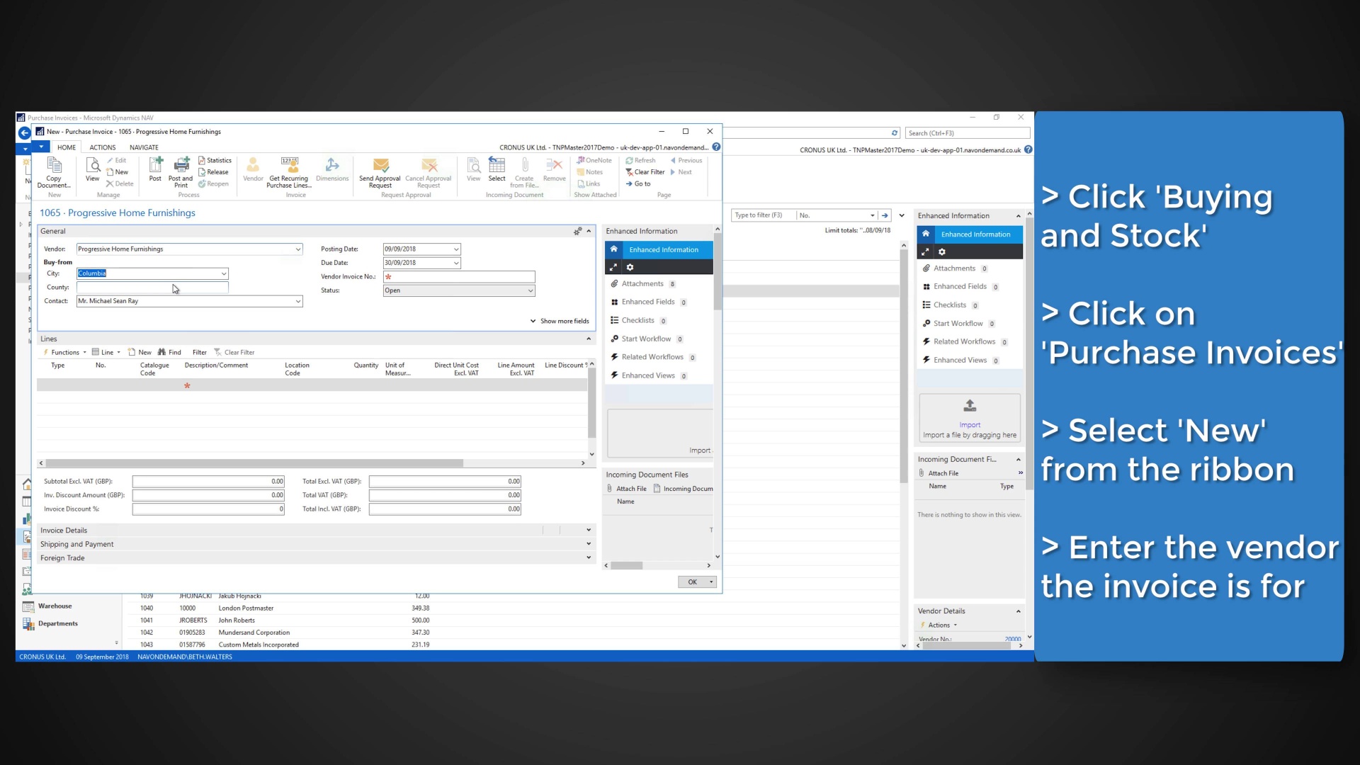 Dynamics NAV - How to Create a Purchase Invoice
