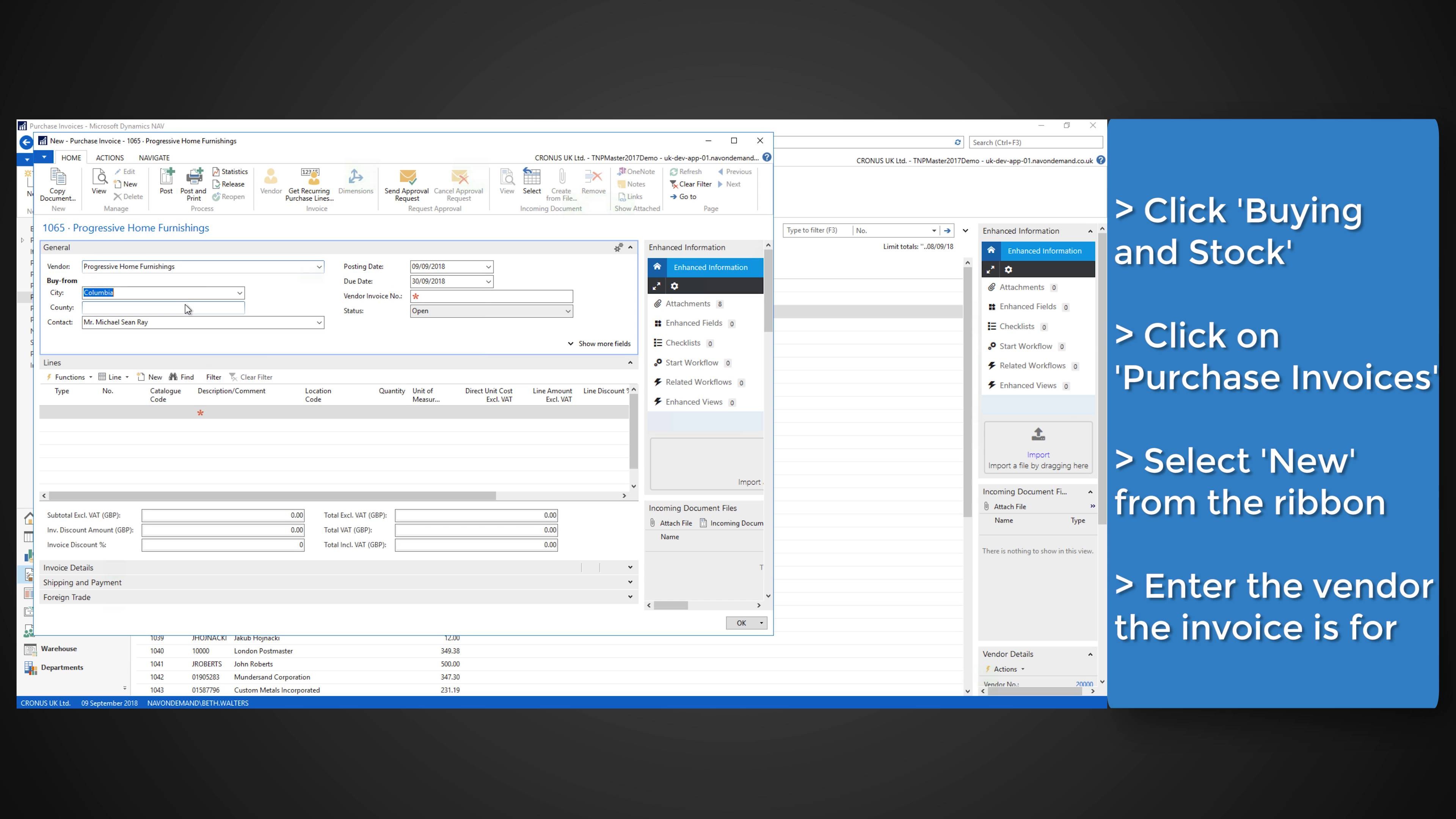Dynamics NAV - How to Create a Purchase Invoice