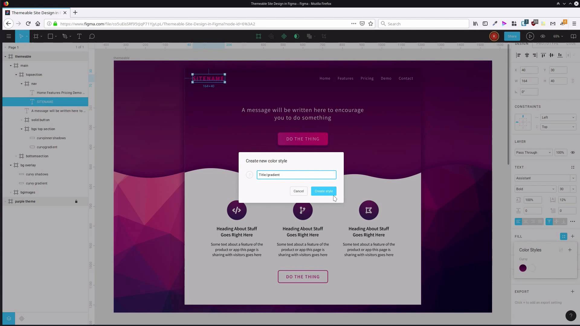 Create a Themeable Site Design in Figma - Create Document Styles