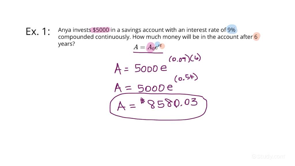 Finding the Final Amount for a Word Problem on Continuous Compound ...