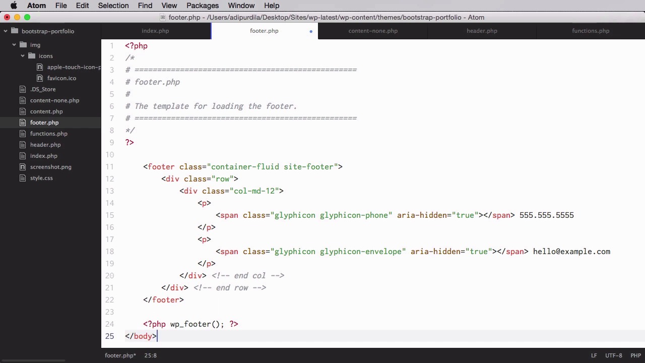 Building WordPress Themes With Bootstrap - Completing the Blog Page Content and Footer