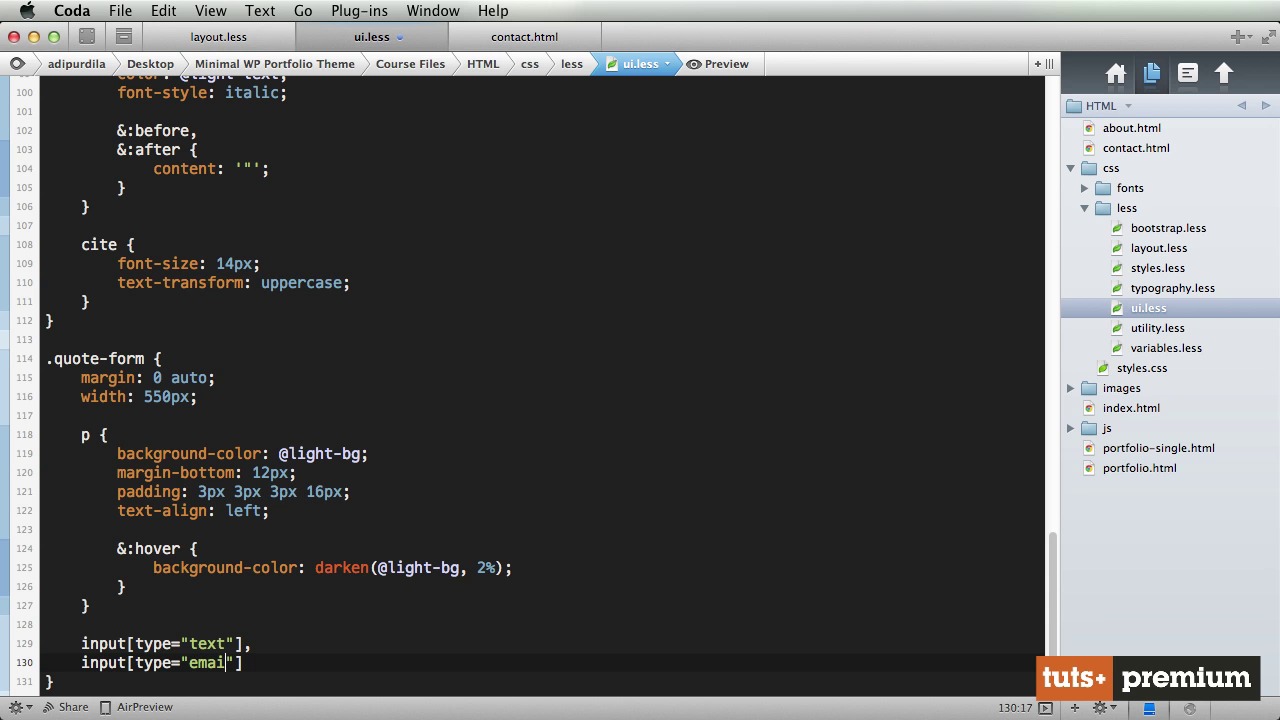 PSD to WordPress: Minimal Portfolio Theme - CSS: About Us and Contact Us