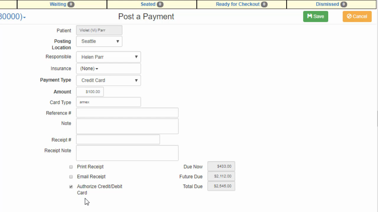 Financial - Patient Payment – Cloud 9
