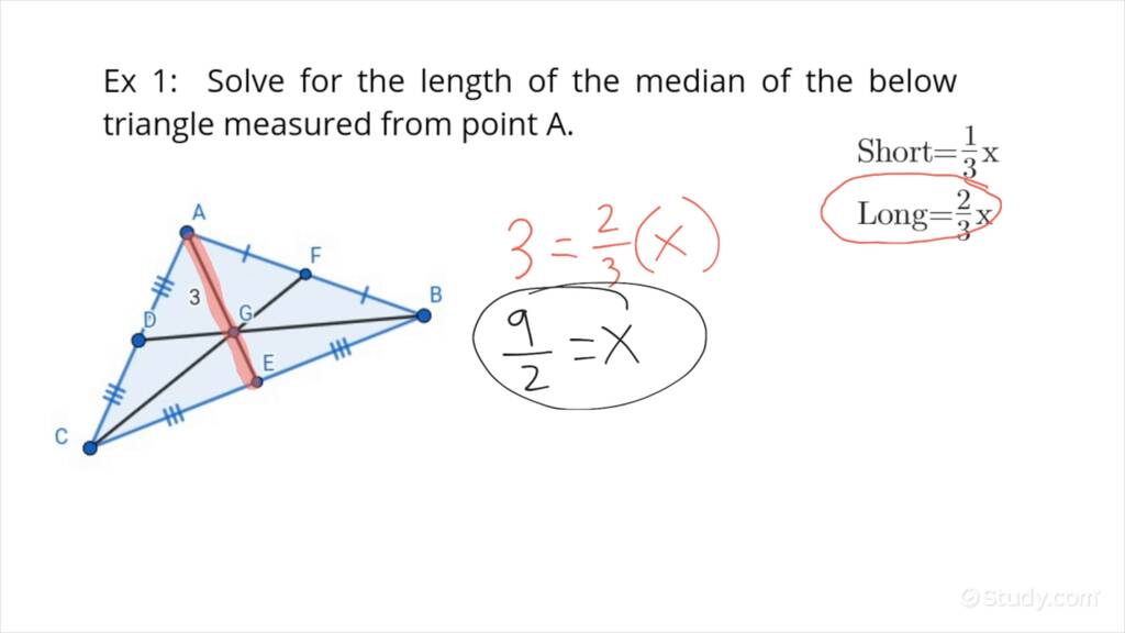How to Find Medians of Triangles Given a Diagram & Some Part of Median ...