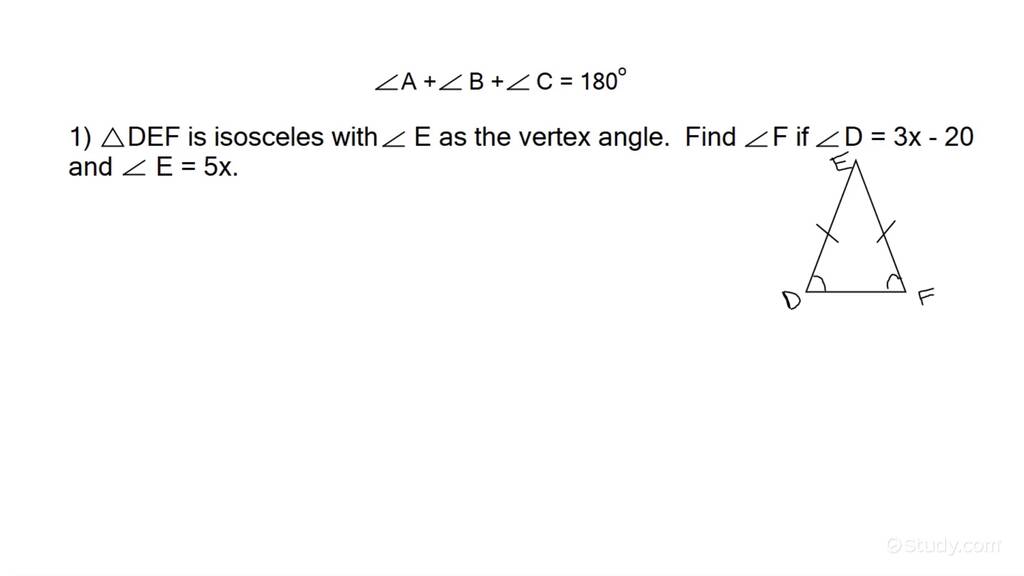 How to find Angle Measures of an Isosceles Triangle Given Angles with ...