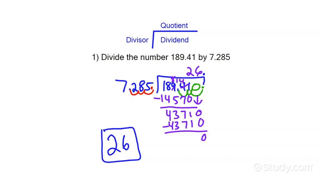 Evaluating Long Division by Multi-digit Decimals | Algebra | Study.com