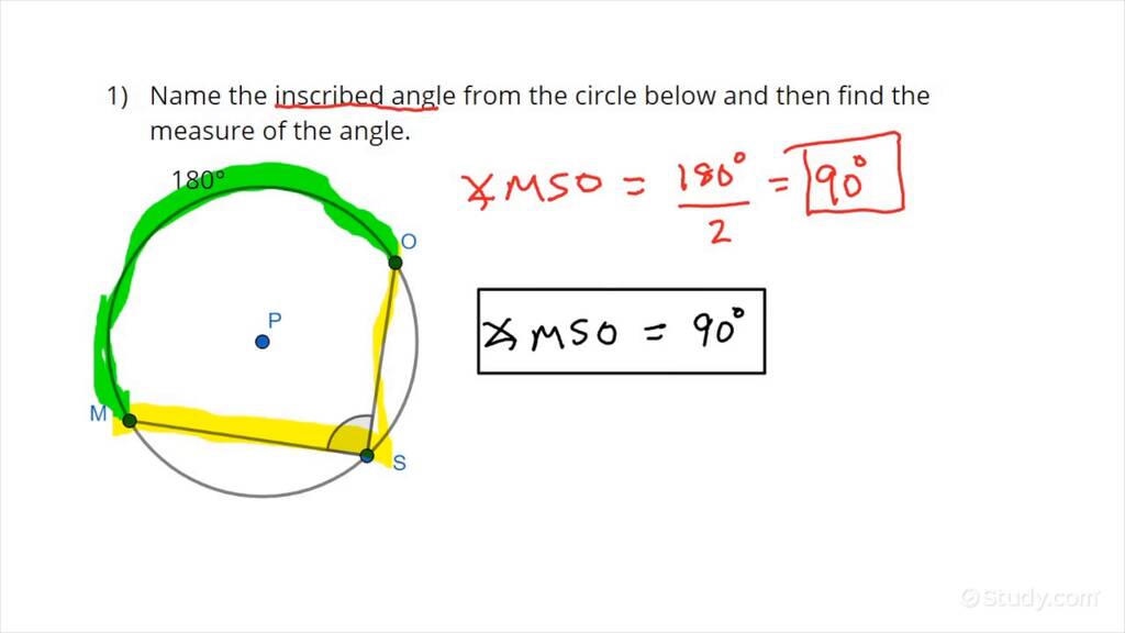 Naming & Finding Measures of Inscribed Angles of a Circle | Geometry ...