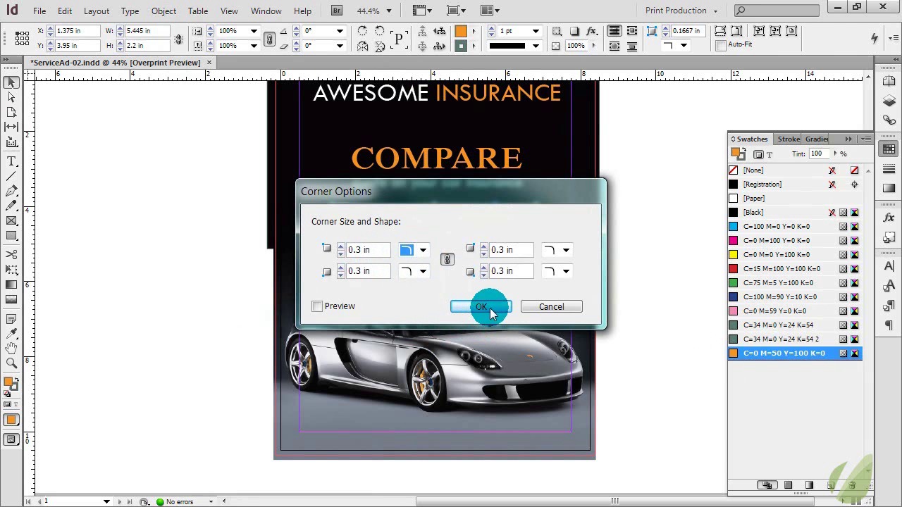 Intro to Print Ad Design - Service Ad Style Two