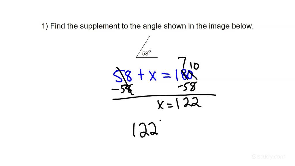 How to Find the Supplement of an Angle Given a Figure | Geometry ...