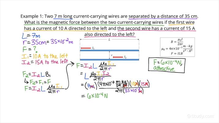 Determining the Magnitude of Force between Two Long, Current-Carrying ...