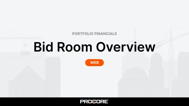Bid Room - Videos (Portfolio Financials) - Procore