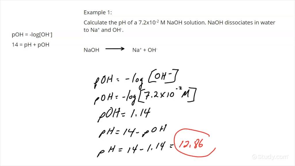 How to Calculate the pH of a Strong Base Solution | Chemistry | Study.com
