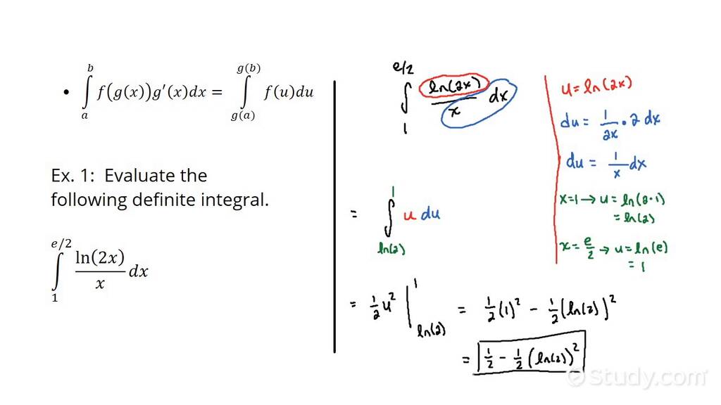 Solving Definite Integrals Using Substitution | Calculus | Study.com