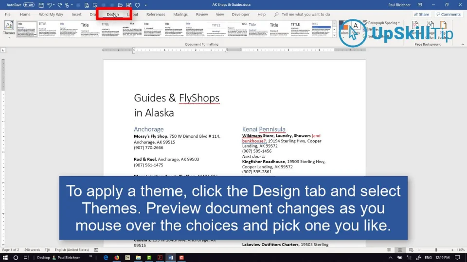 New Word document layouts with one click