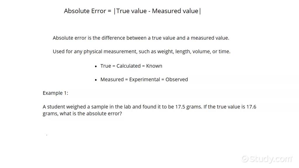 How To Calculate Absolute Error Chemistry Study