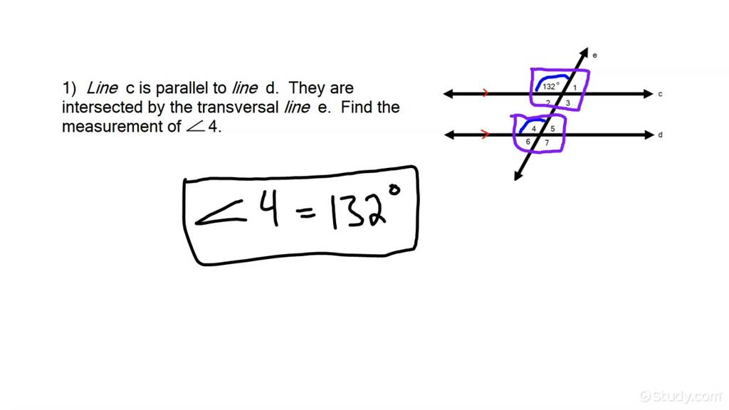 How to Find the Measure of a Corresponding Angle Given Two Parallel ...