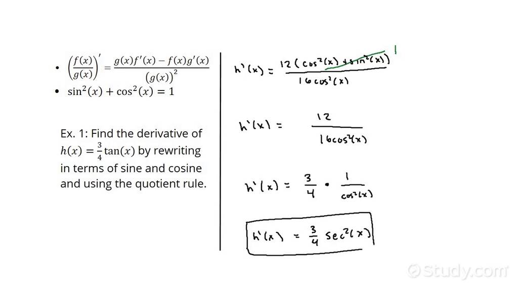 Differentiating Functions Using Derivative Rules By Rearranging Tangent Functions Calculus 