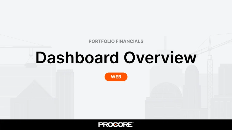 Dashboard - Videos (Portfolio Financials) - Procore
