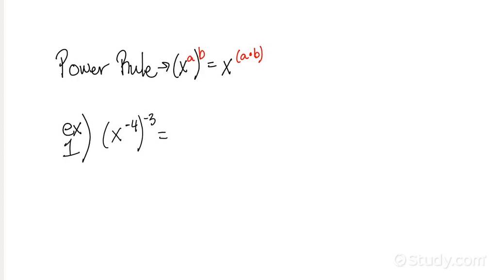 Using Power Rules with Negative Exponents | Algebra | Study.com