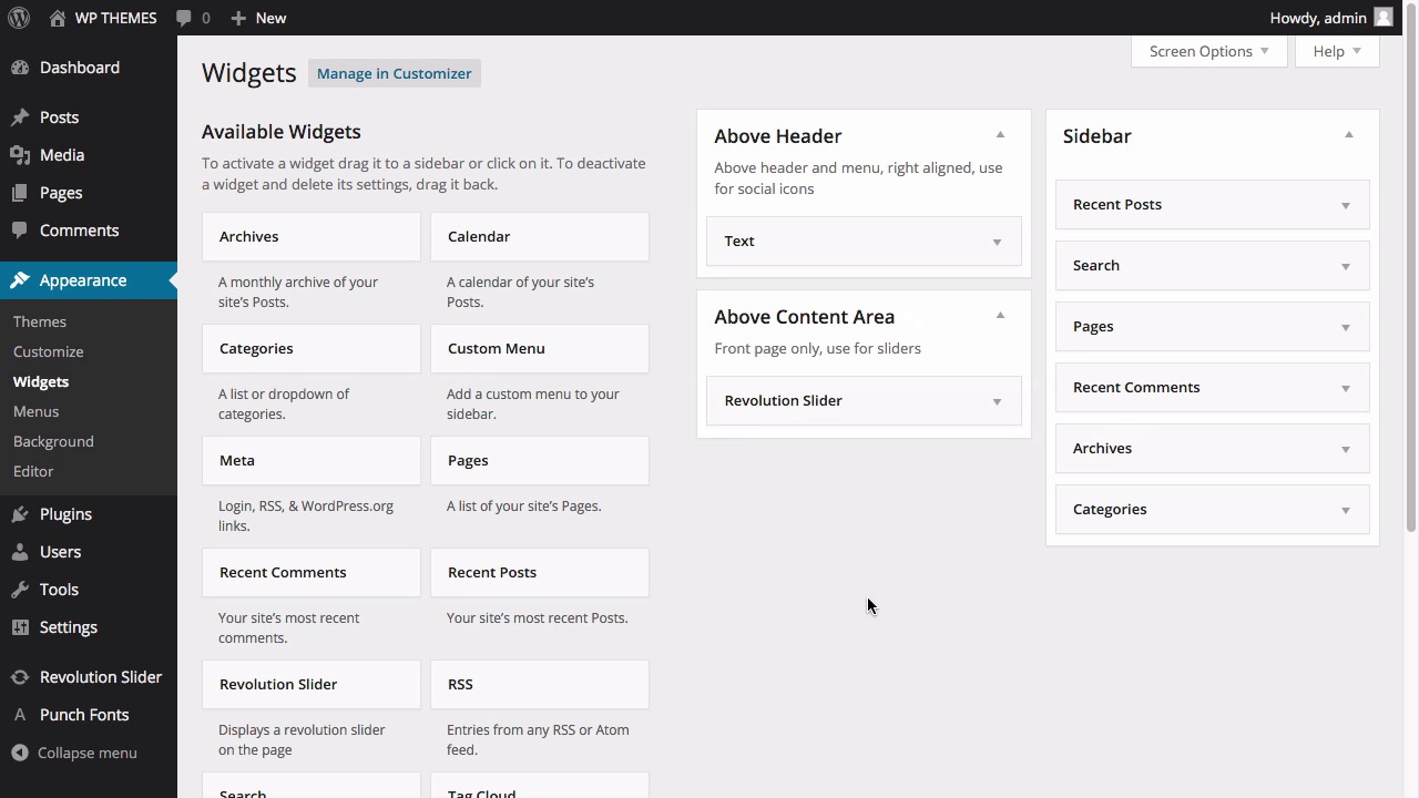 WordPress Theme Creation With Underscores - Add Widget Locations for the Slider and Social Icons