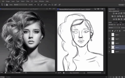 Digital Portrait Painting in Adobe Photoshop - Rough Sketch