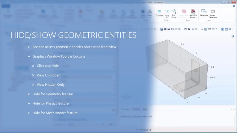 Showing and Hiding Geometric Entities in COMSOL Multiphysics®