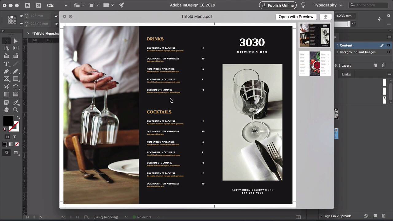 Restaurant Menu Design in Adobe InDesign - Preparing the Trifold Menu ...
