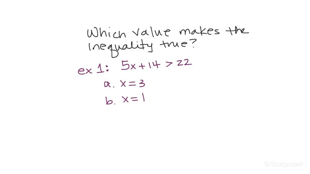 Identifying Solutions to an Inequality | Algebra | Study.com