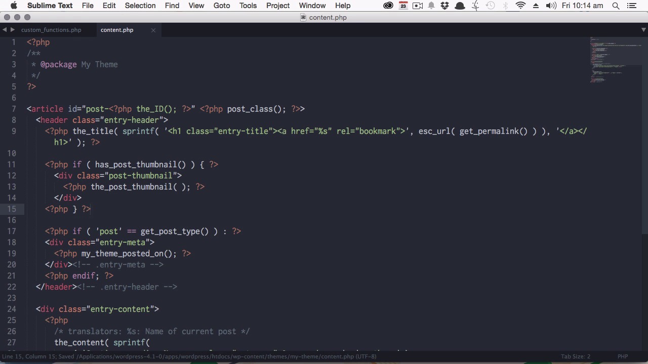 WordPress Theme Creation With Underscores - Add Featured Image Support