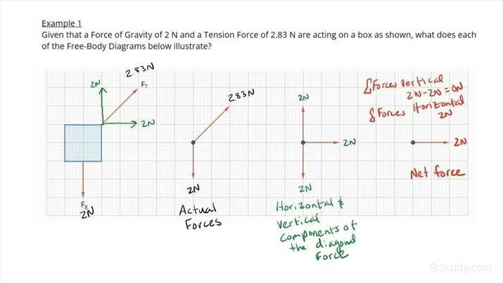 Identifying Free-Body Diagrams with Diagonal Forces | Physics | Study.com