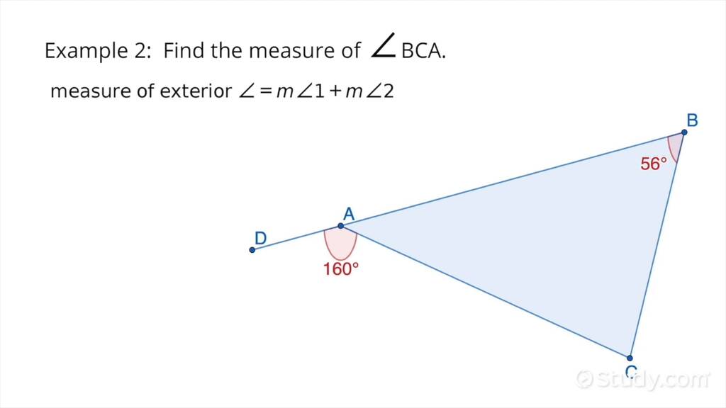 How to Find the Measure of an Angle For a Triangle with an Extended Side | Geometry | Study.com