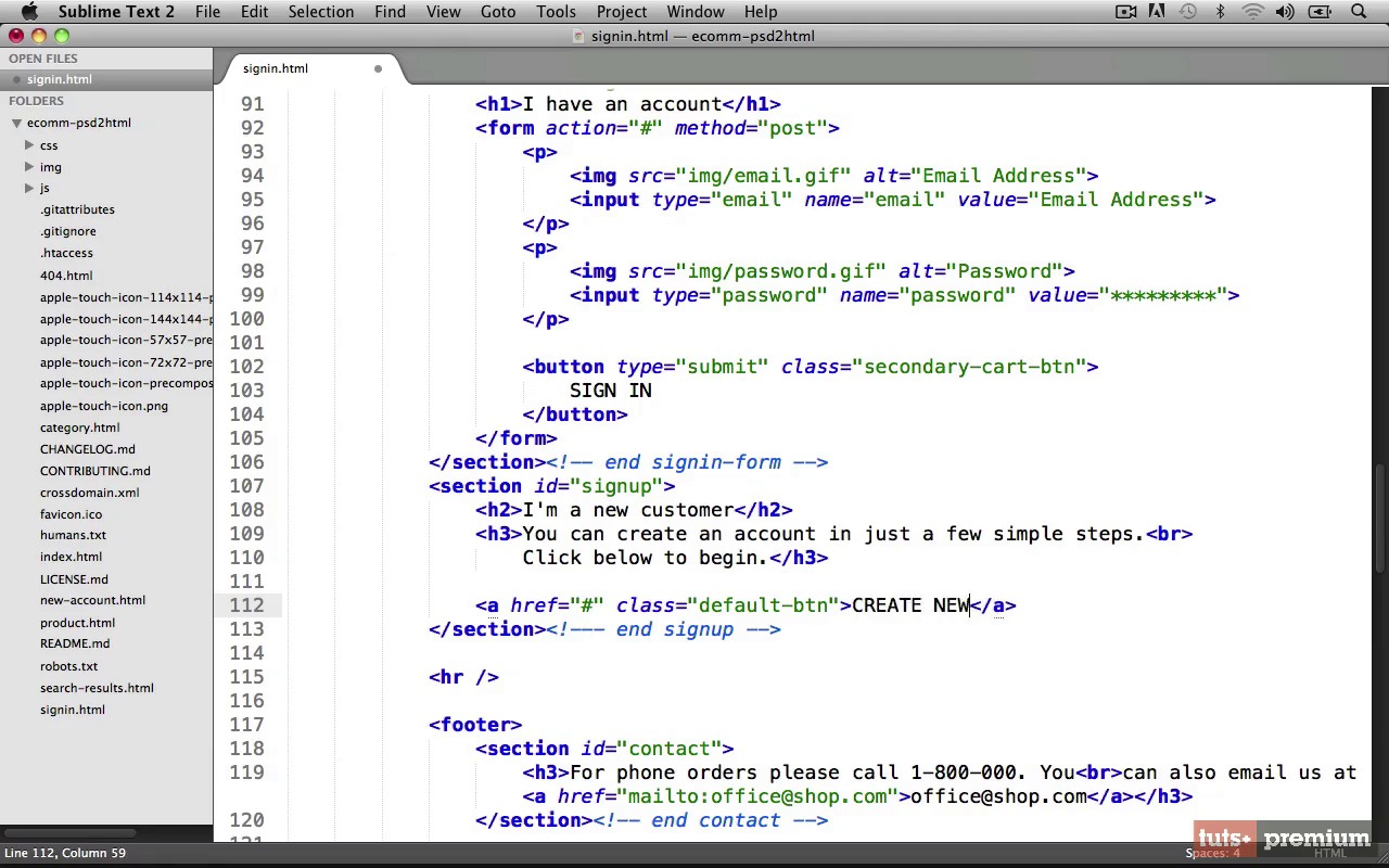 Converting an eCommerce PSD to HTML & CSS - The Sign In Page
