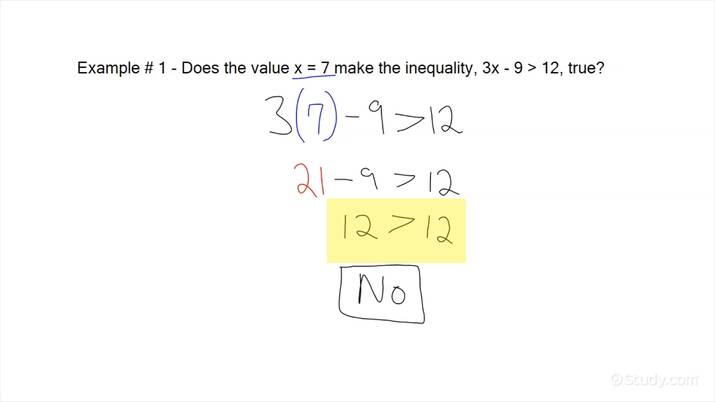 Using Substitution to Determine Whether a Number in a Given Set Makes an Inequality True | Math ...