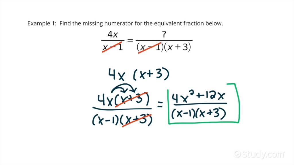 Writing Equivalent Rational Expressions With Polynomial Denominators 