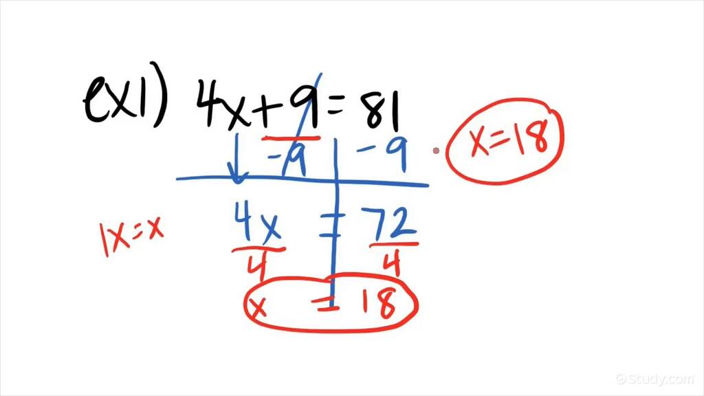 Using 2 Steps To Solve An Equation With Whole Numbers Algebra Study