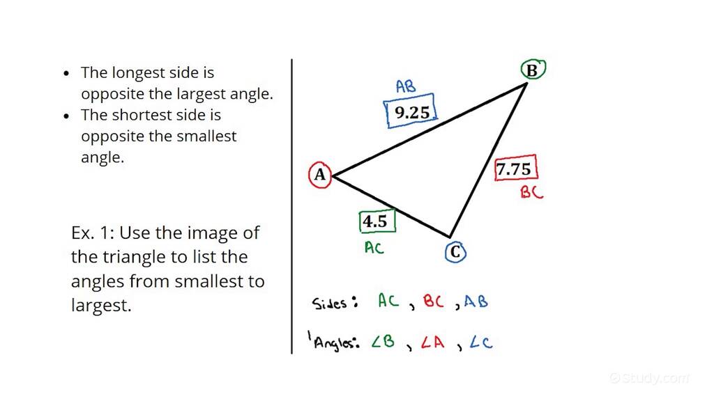 Using the Angle Side Relationship of Triangles to Identify Largest to ...