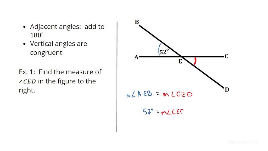 How to Find Vertical or Adjacent Angle Measures Given a Diagram ...